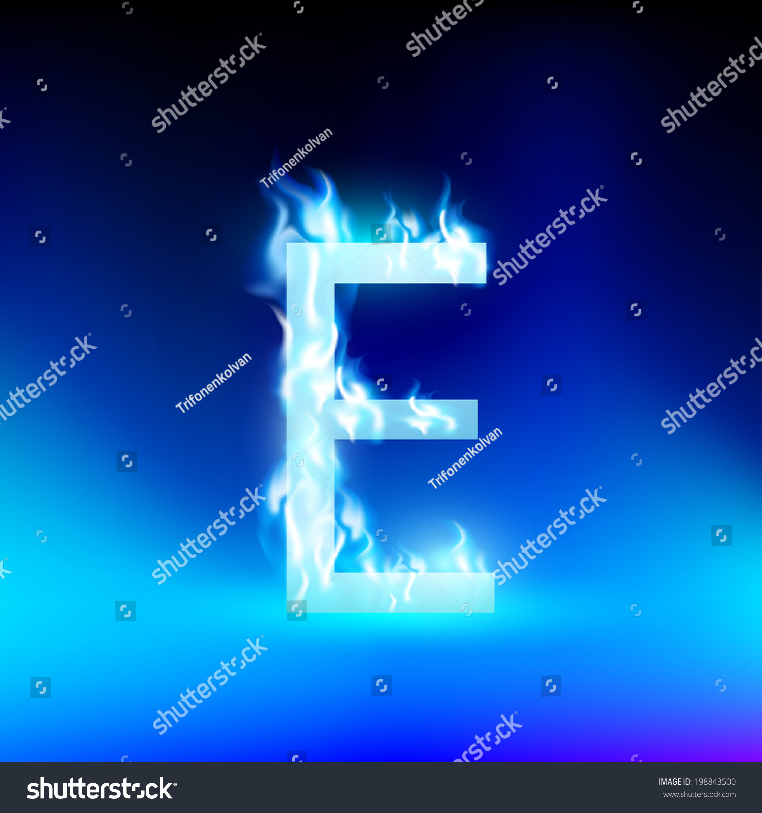 Vector Letter Blue Fire Stock Vector (Royalty Free) 198843500