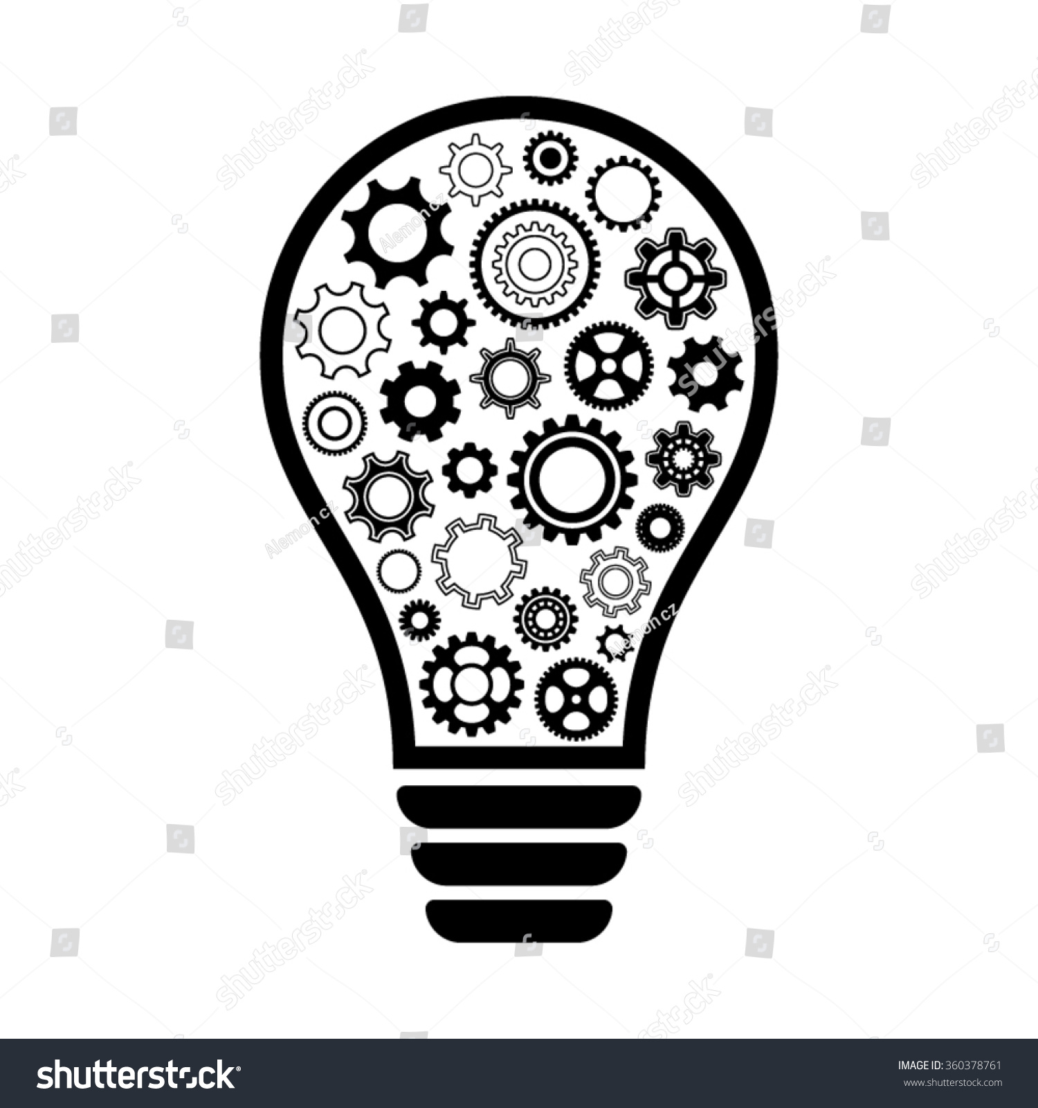 Vector Light Bulb Icon Gear Wheels Stock Vector (Royalty Free) 360378761