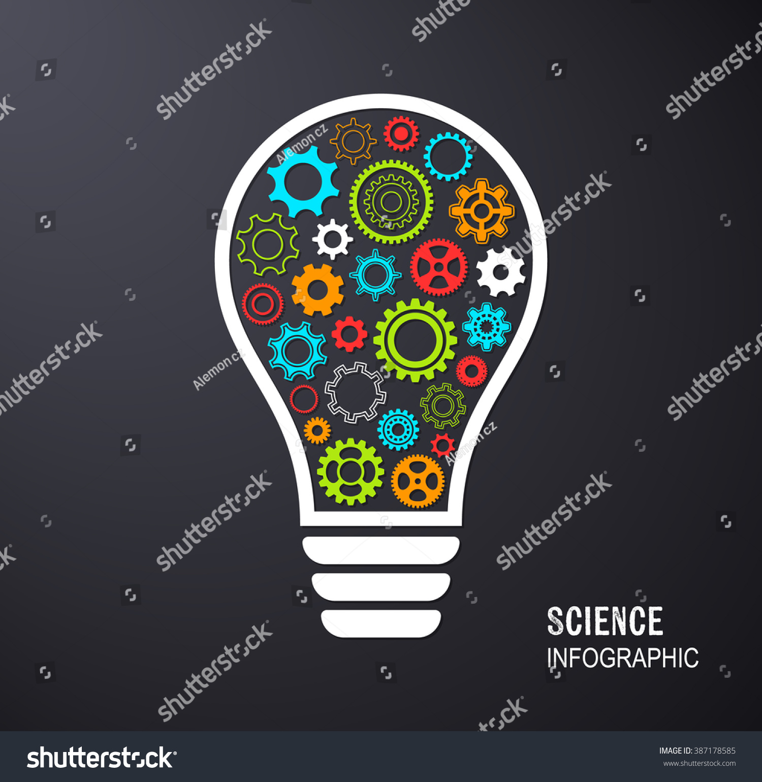 Vector Light Bulb Gear Wheels Infographic Stock Vector (Royalty Free ...