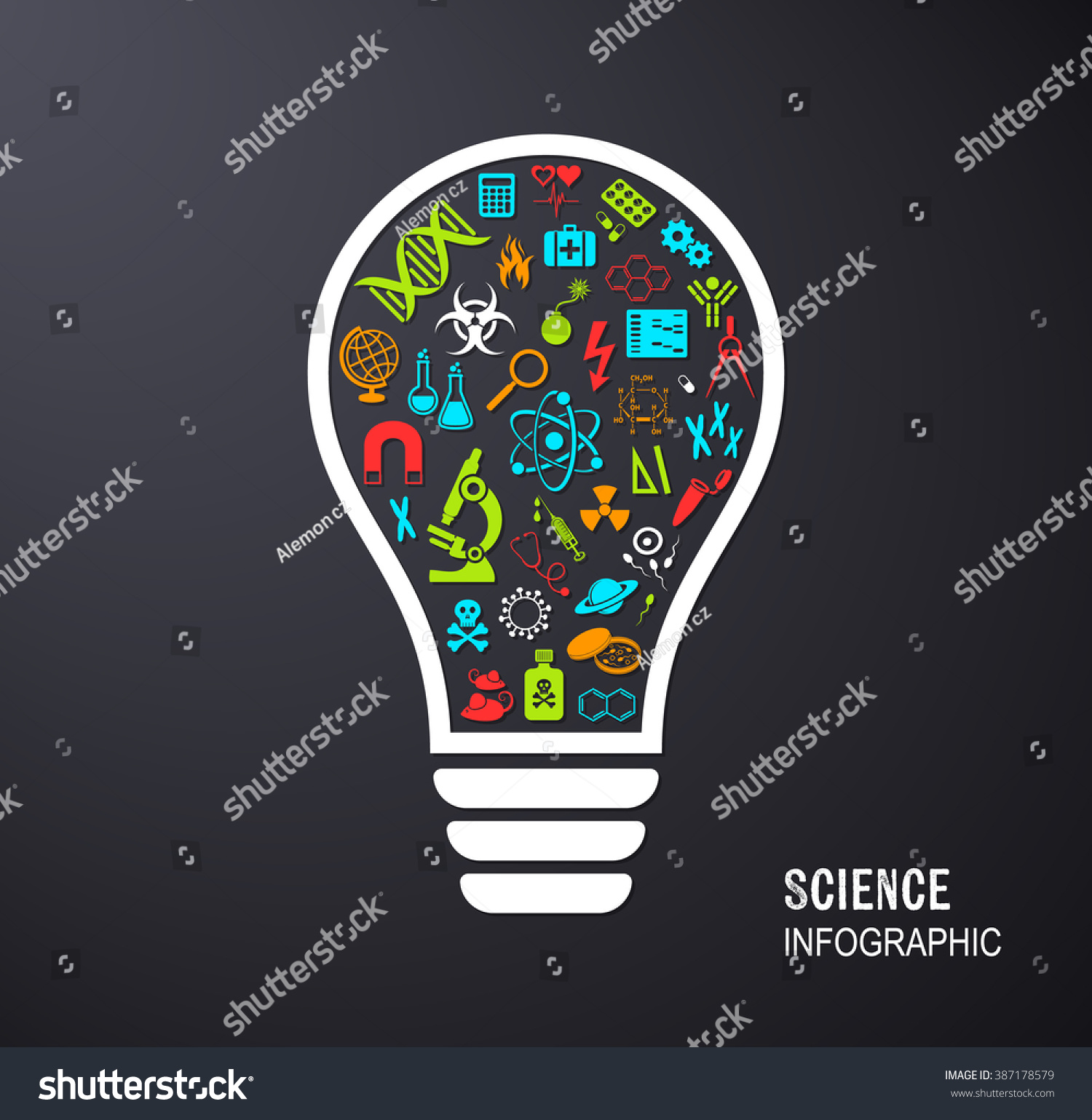 Vector Light Bulb Science Icons Infographic: Stock-Vektorgrafik ...