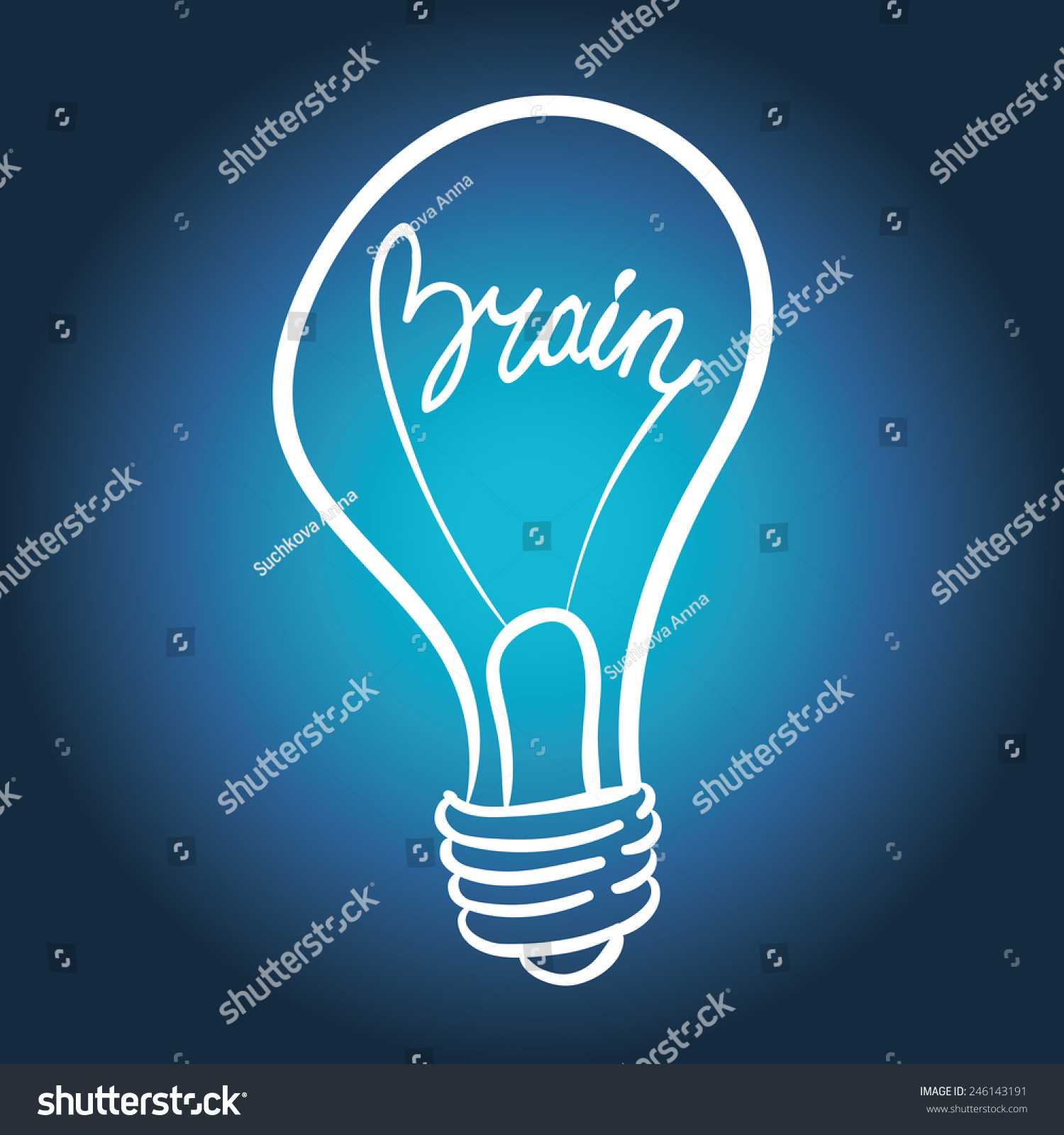 Vector Lighting Bulb Brain Lettering Vector Stock Vector (Royalty Free ...