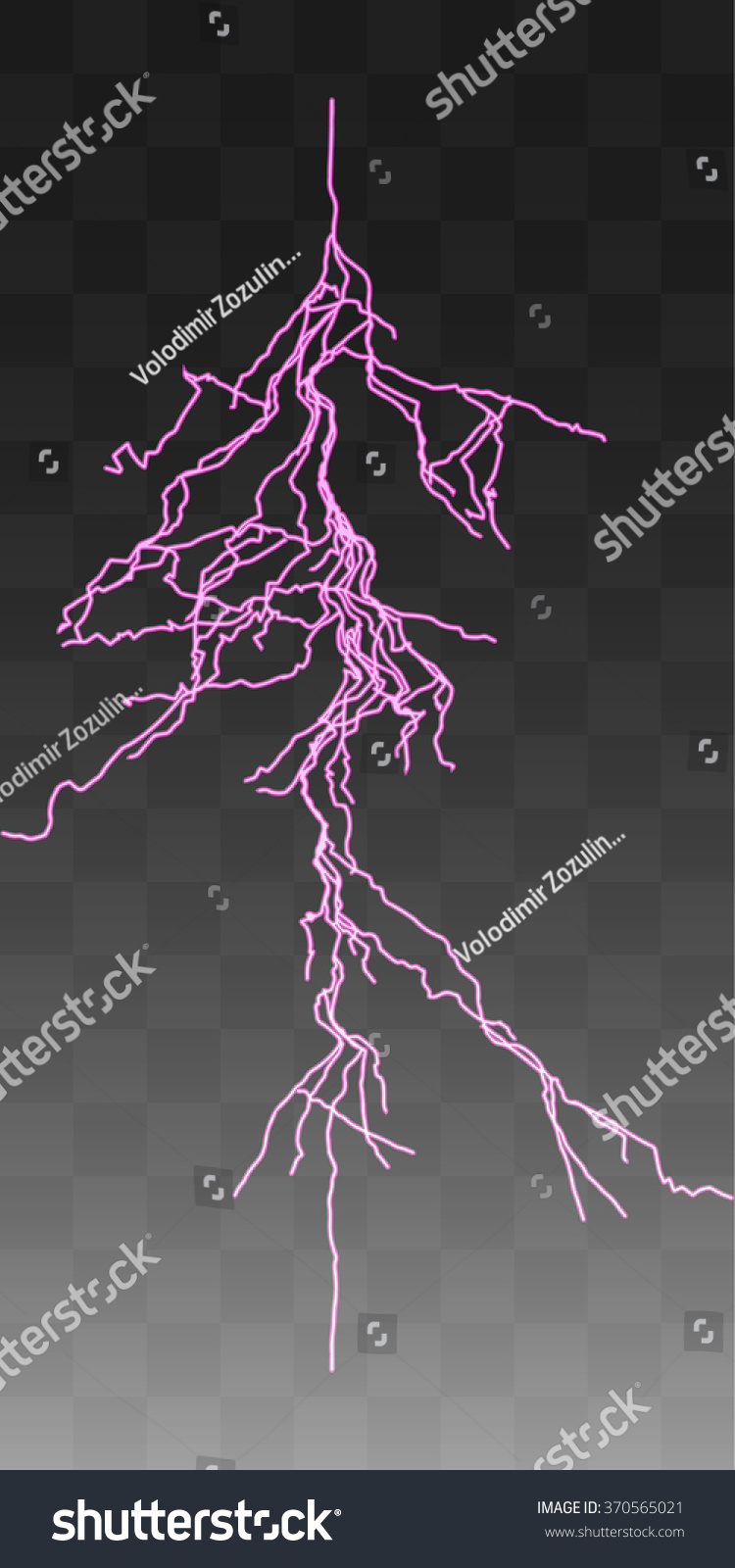 Vektor Stok Vector Lightnings Thunderbolt On Transparent (Tanpa Royalti ...