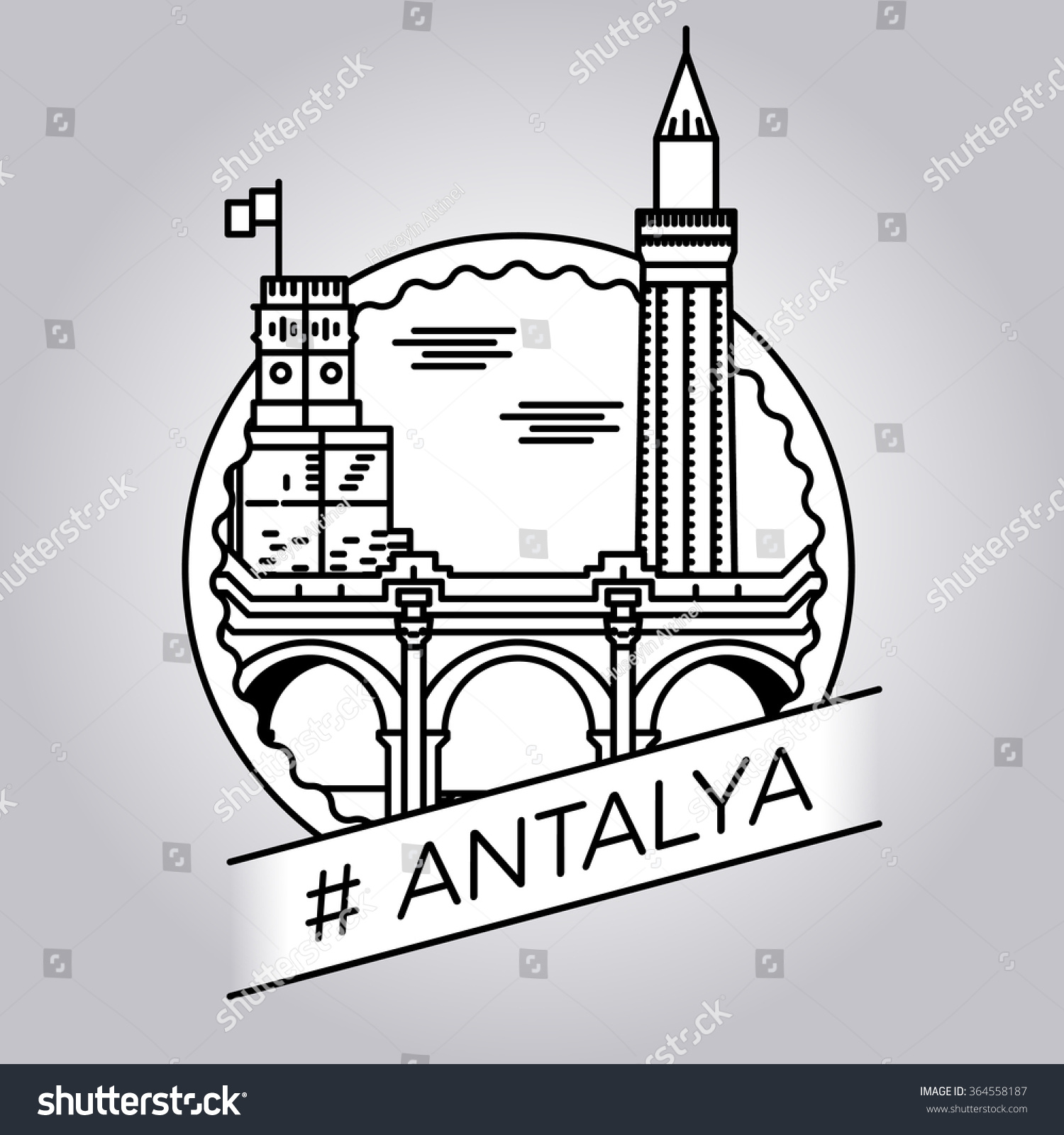 Vector Line Antalya Badge Stock Vector 364558187 - Shutterstock