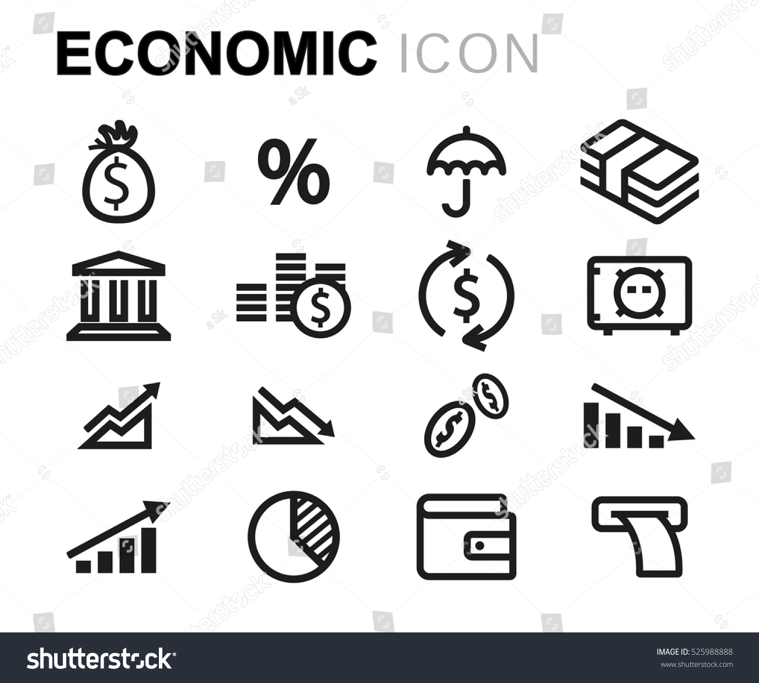 Vetor stock de Vector Line Economic Icons Set On (livre de direitos ...