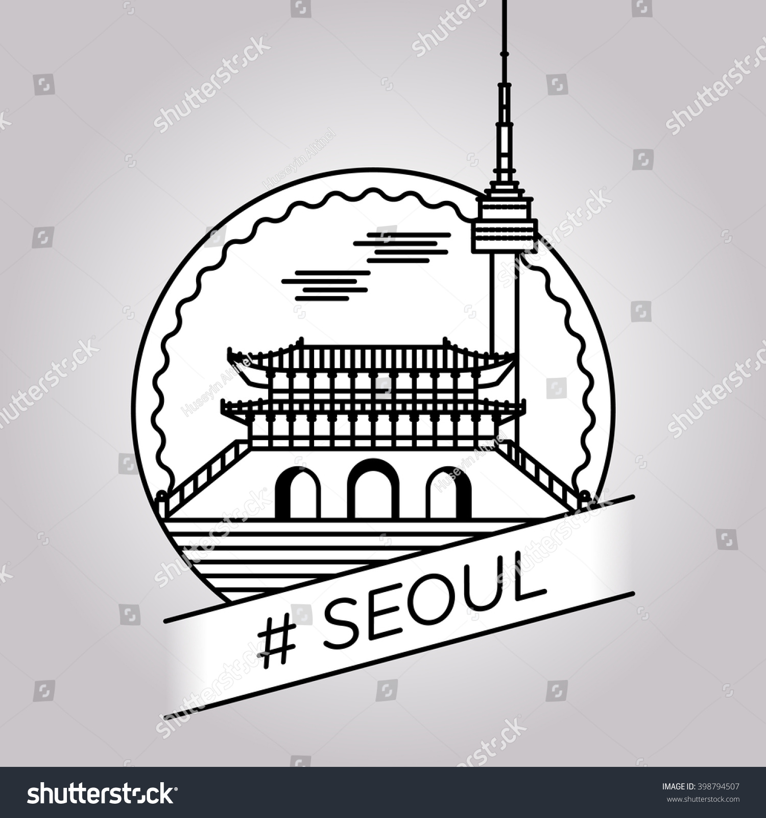 Vector Line Seoul Badge Stock Vector 398794507 - Shutterstock