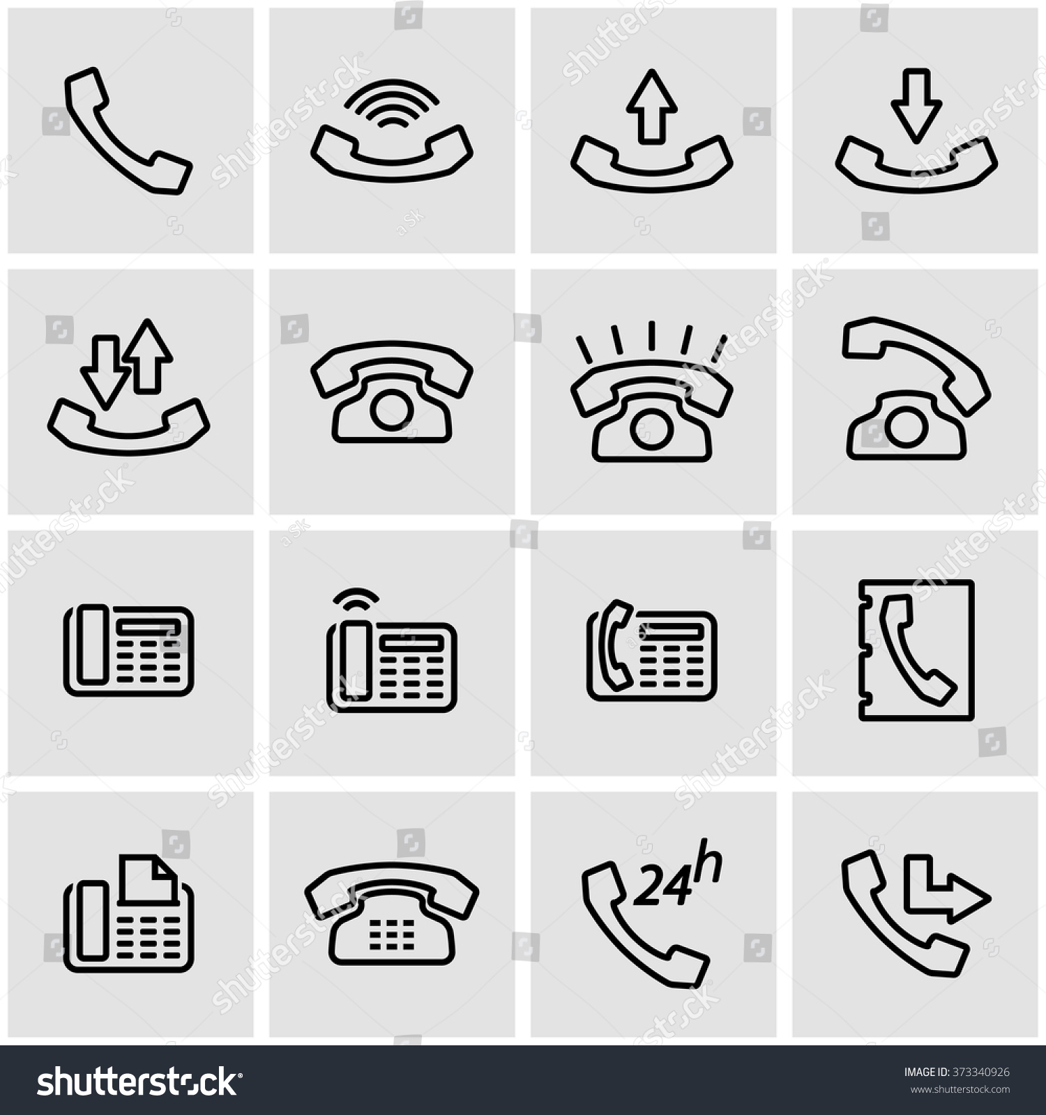Vector Line Telephone Icon Set Stock Vector (Royalty Free) 373340926