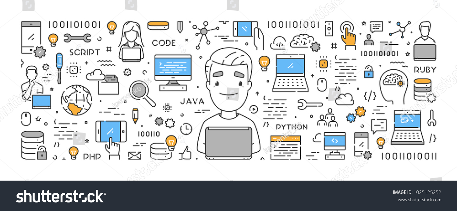 Vector Line Web Concept Programming Linear Stock Vector (Royalty Free ... Vector Line Web Concept Programming Linear Stock Vector (Royalty Free ...