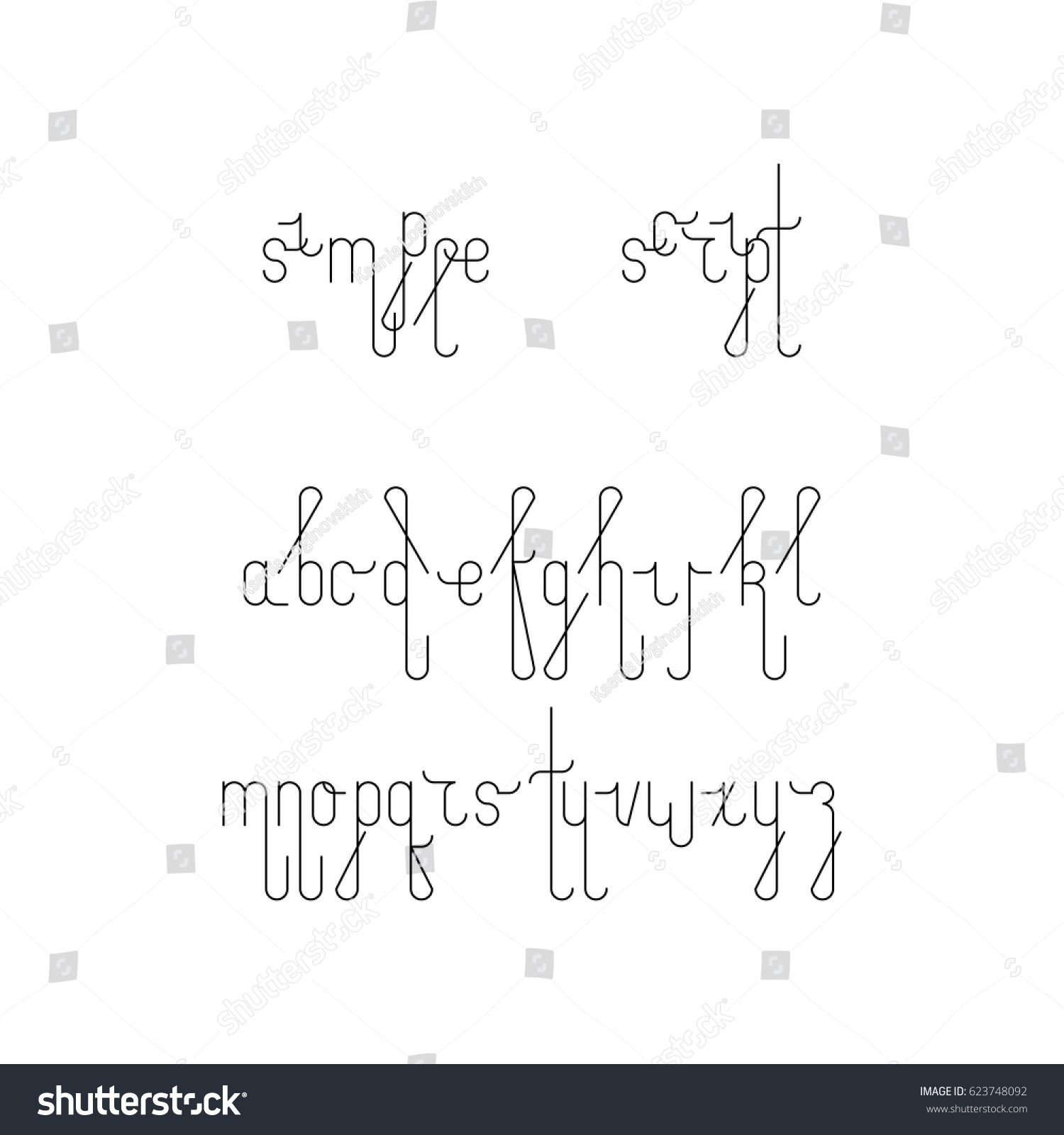 Vector Linear Font Simple Alphabet Mono Stock Vector (Royalty Free ...