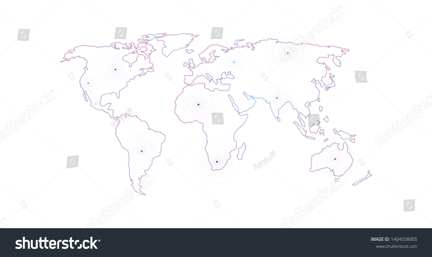 Vector Linear World Map Location Radial Stock Vector (Royalty Free ...