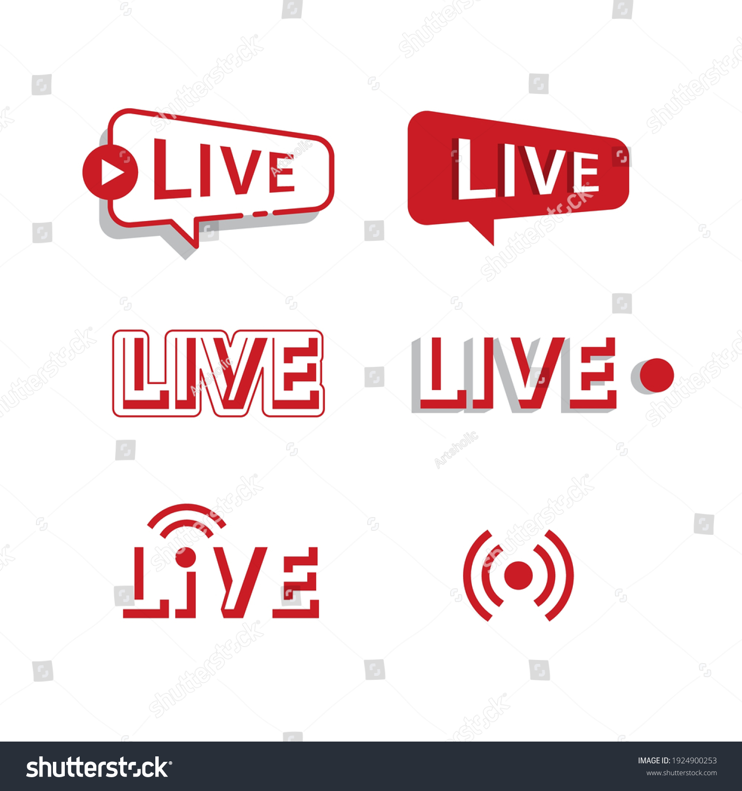 Vector Live Icon Collection On White Stock Vector (Royalty Free ...