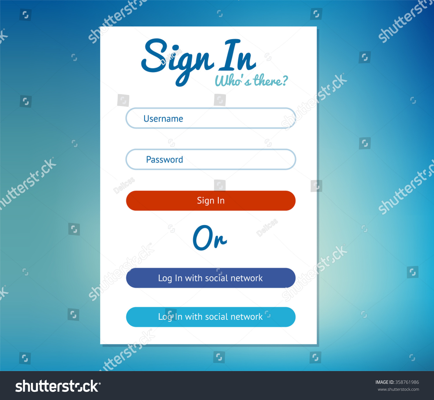 Vector Login Form Ui Element Flat Stock Vector (Royalty Free) 358761986 ...