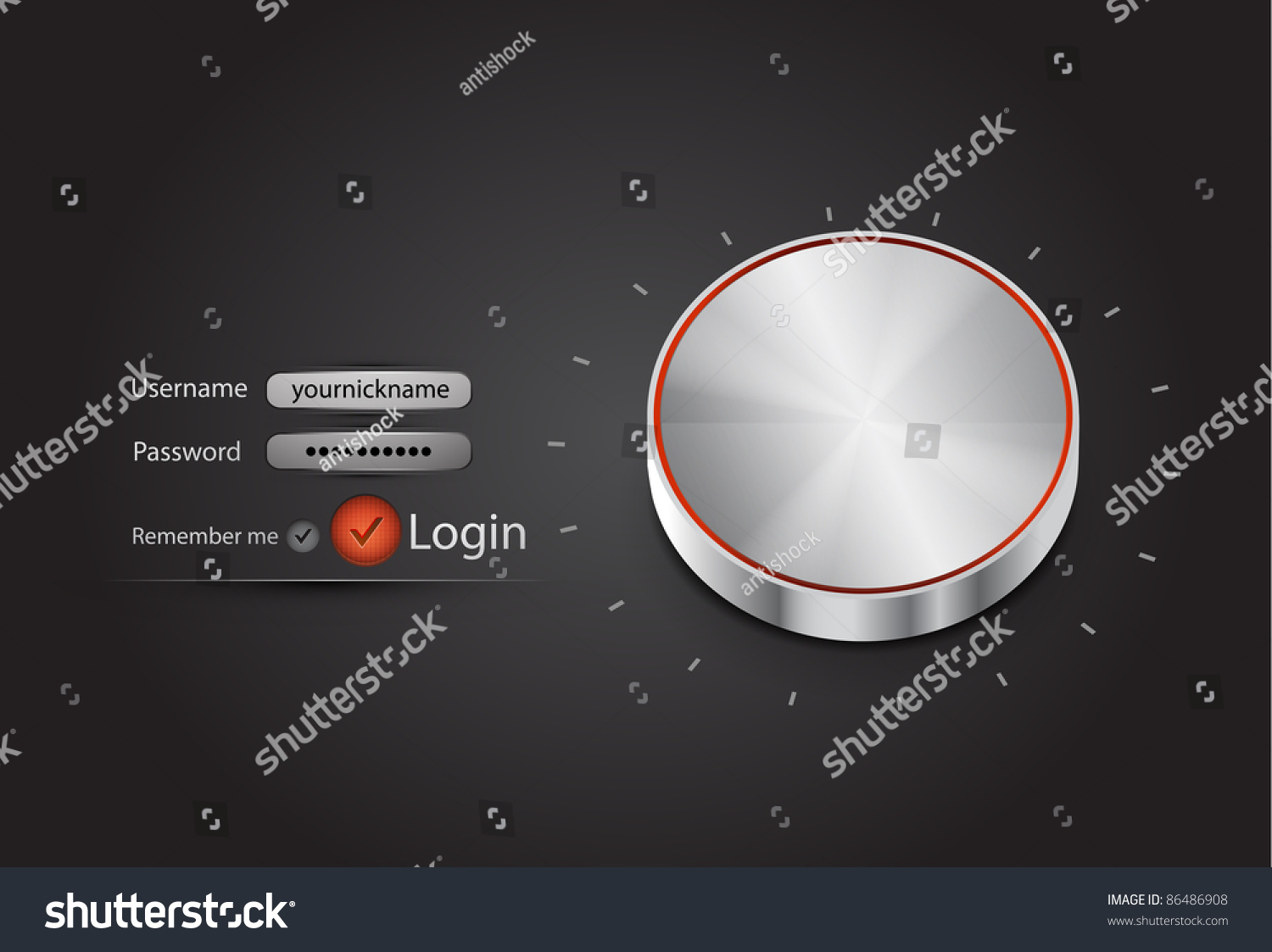 Vector Login Page Tune Power Button Stock Vector (Royalty Free ...