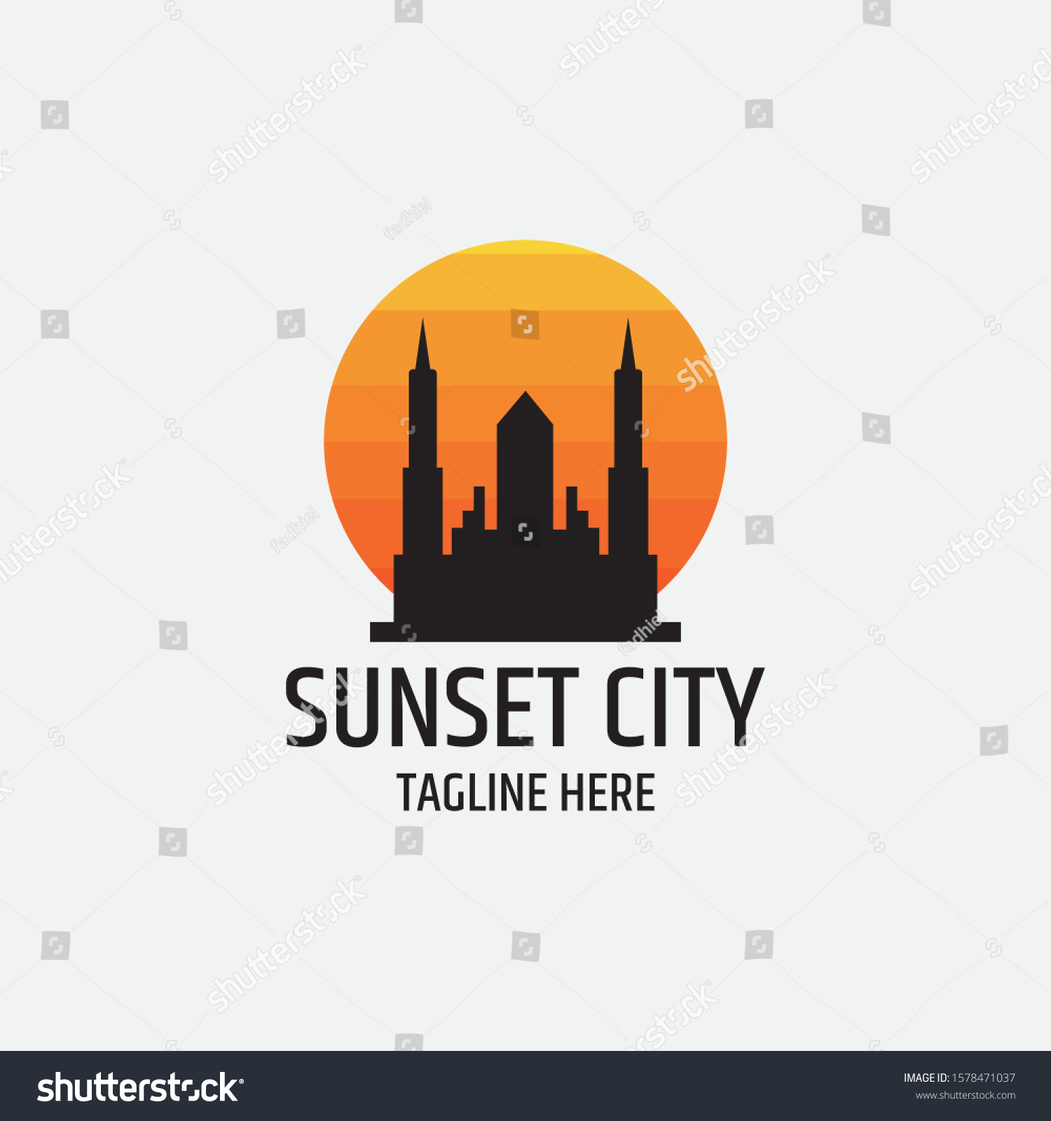 Vector Logo Evening City Sunset Stock Vector (Royalty Free) 1578471037 ...