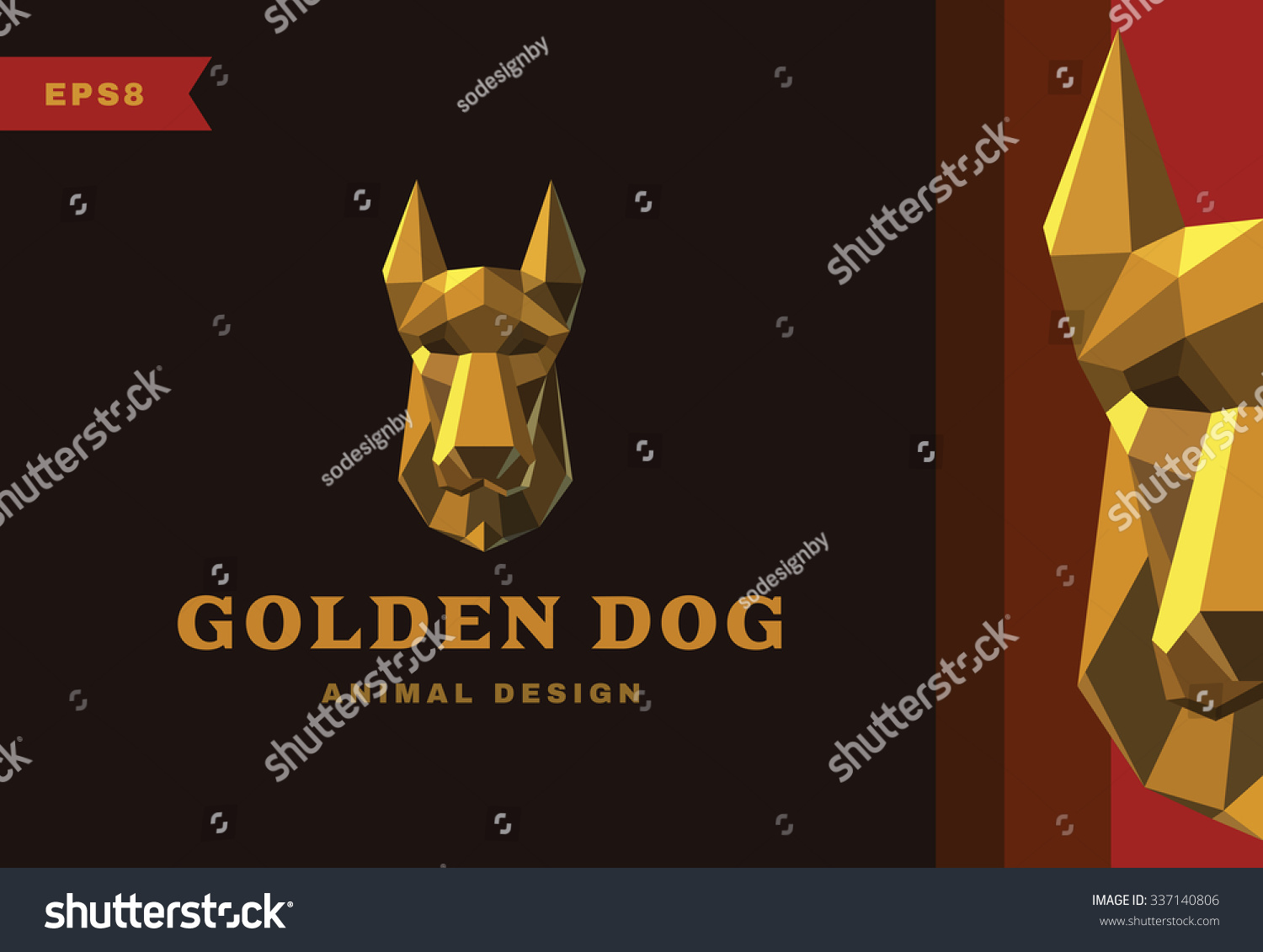 Vector Logo Golden Dog Polygon Style: เวกเตอร์สต็อก (ปลอดค่าลิขสิทธิ์ ...