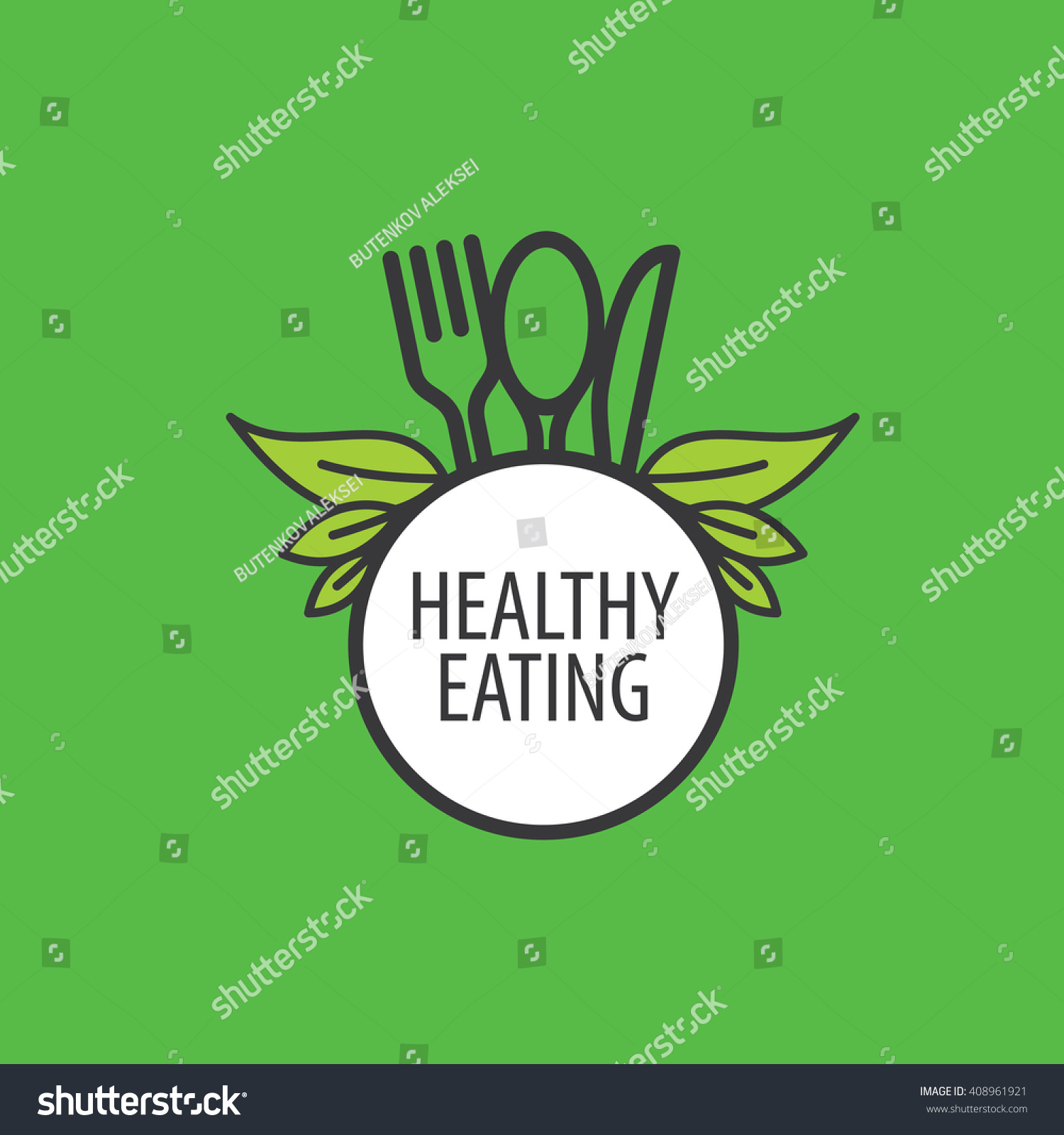 Vector Logo Healthy Eating Stock Vector (Royalty Free) 408961921 ...
