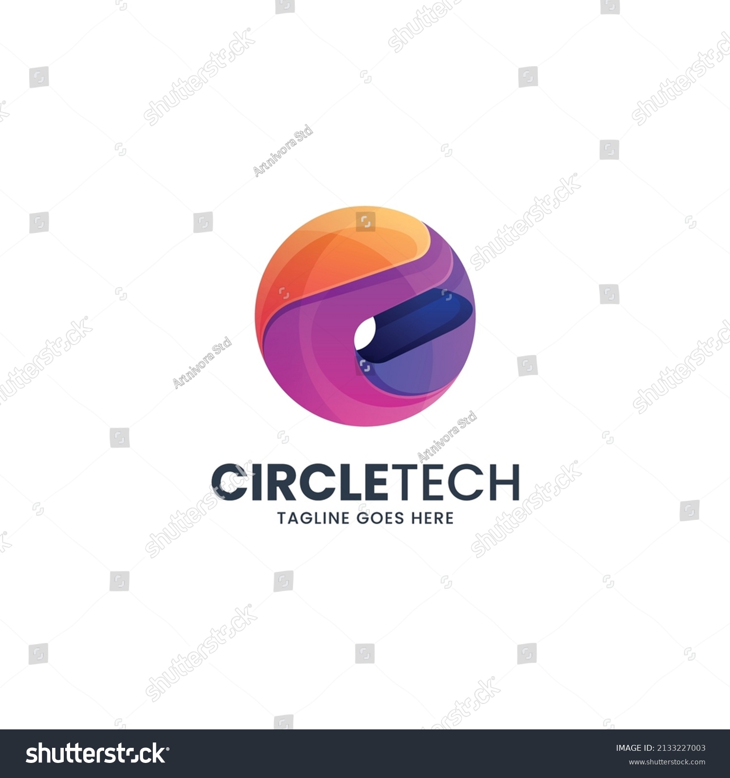 Vector Logo Illustration Circle Tech Gradient Stock Vector (Royalty ...