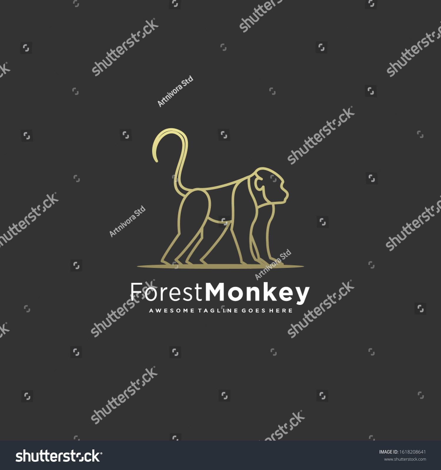 Vector Logo Illustration Forest Monkey Line Stock Vector (Royalty Free ...