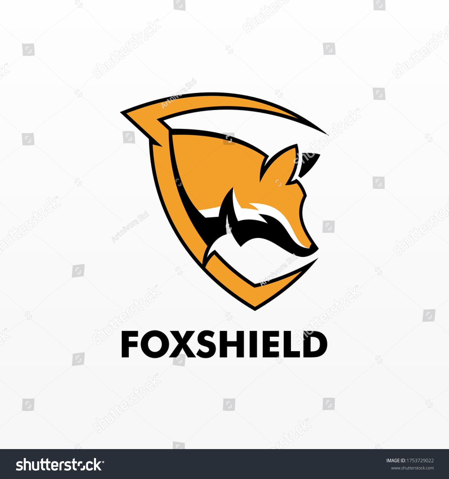 Vector Logo Illustration Fox Shield Simple Stock Vector (Royalty Free ...