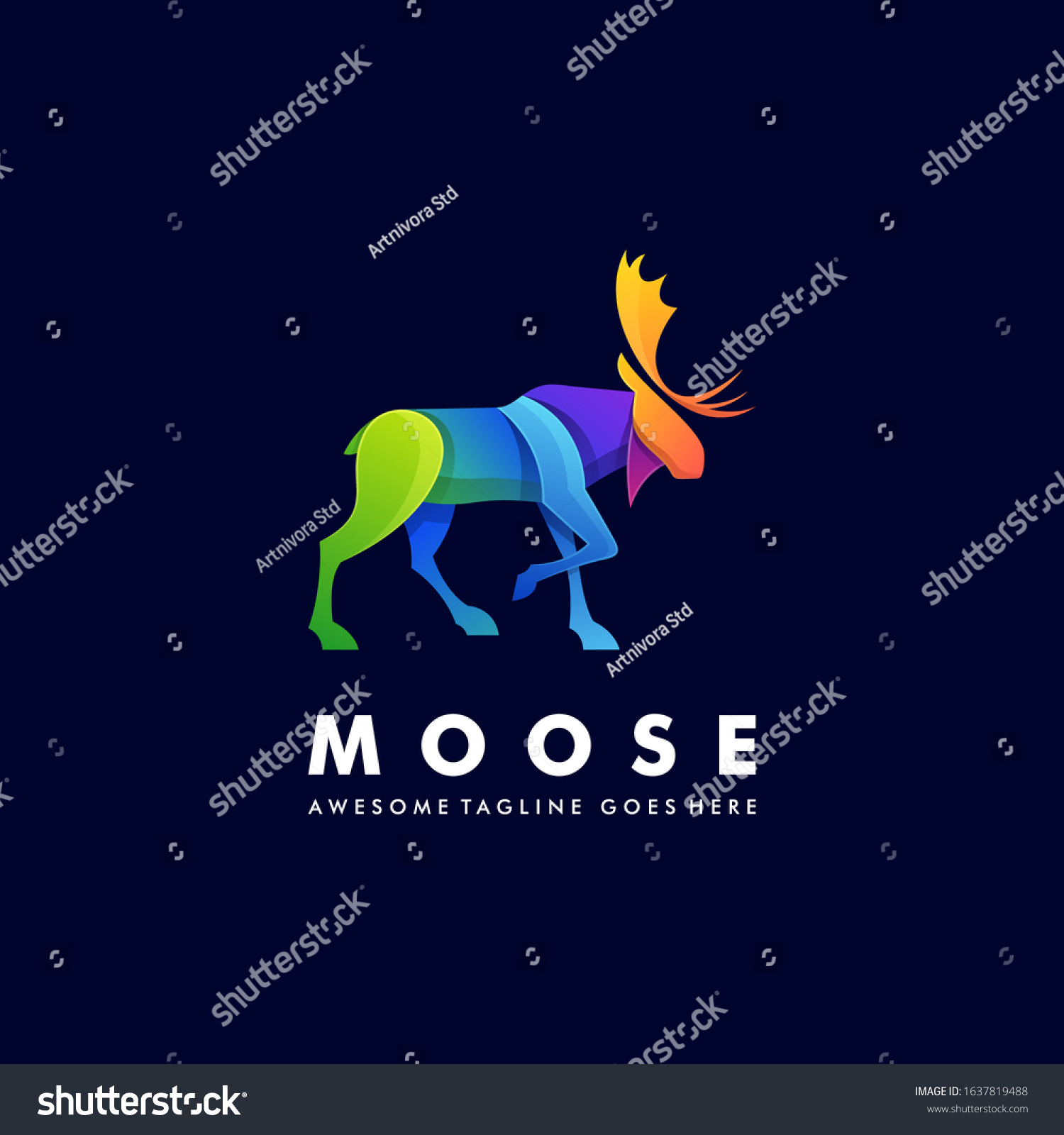 Vector Logo Illustration Moose Pose Gradient Stock Vector (Royalty Free ...