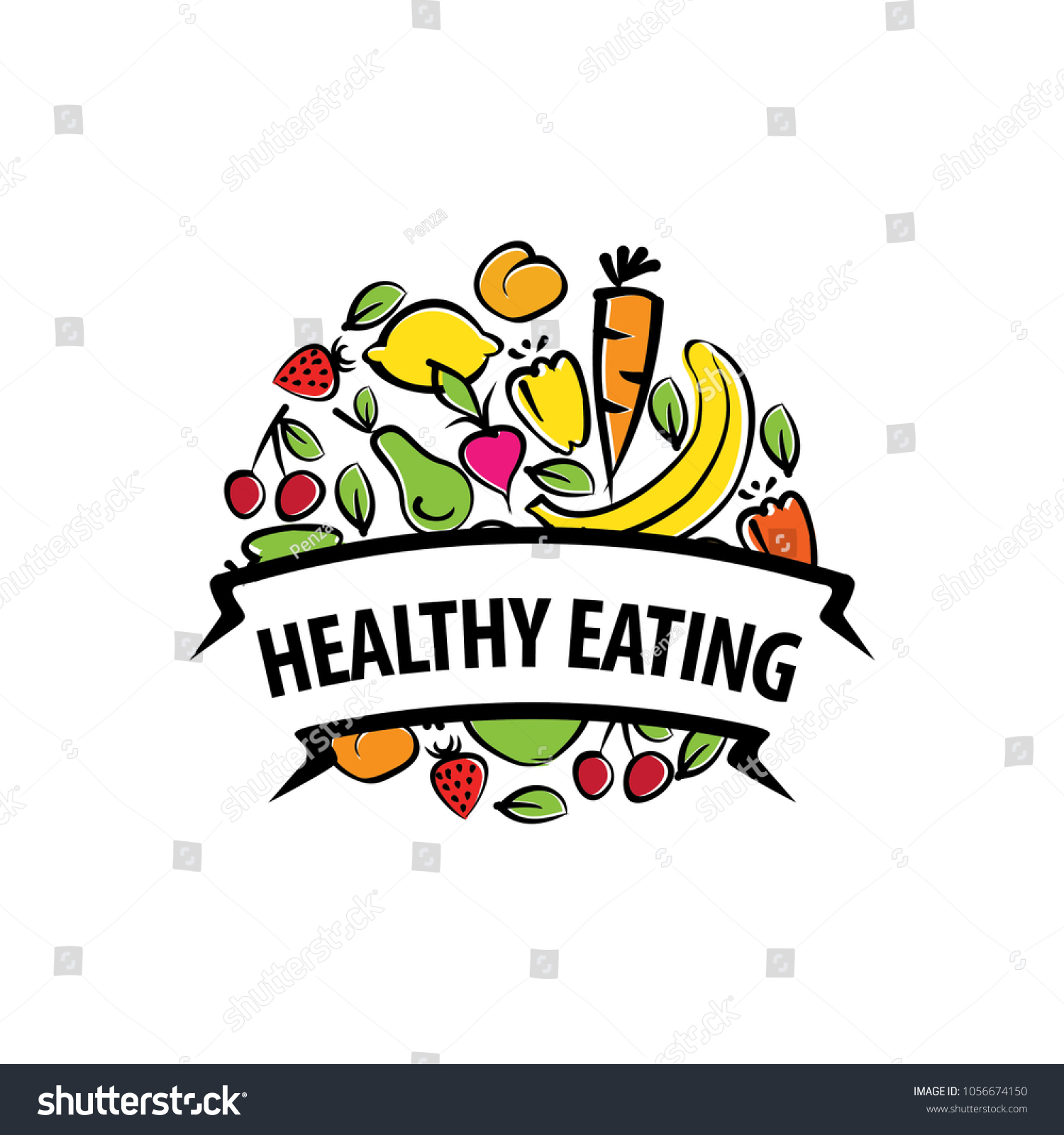 Vector Logos Healthy Eating: vector de stock (libre de regalías) 1056674150