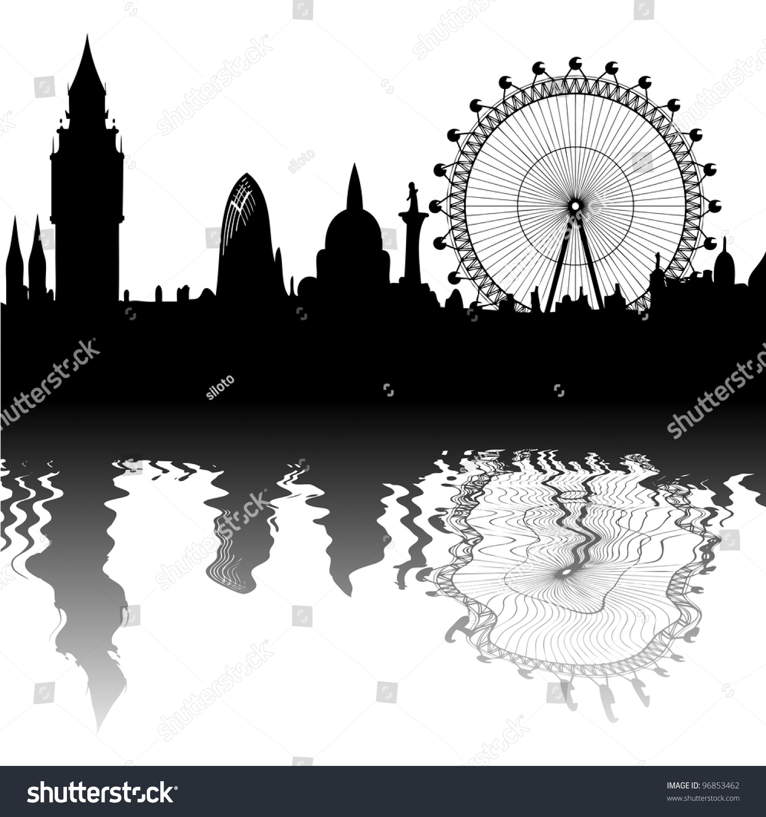 Vector London Skyline - Mirroring - 96853462 : Shutterstock