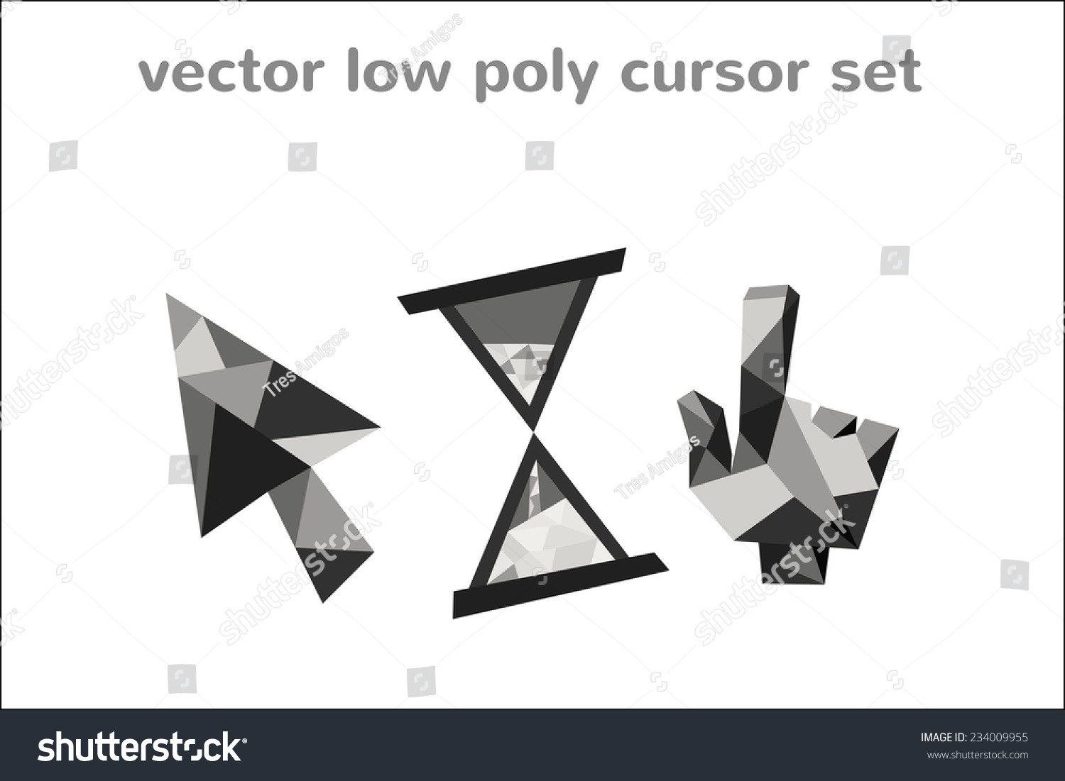 Vector Low Poly Black White Cursor Stock Vector (Royalty Free ...