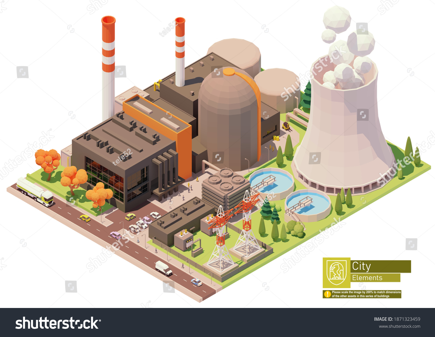 Vector Low Poly Nuclear Power Plant Stock Vector (Royalty Free ...