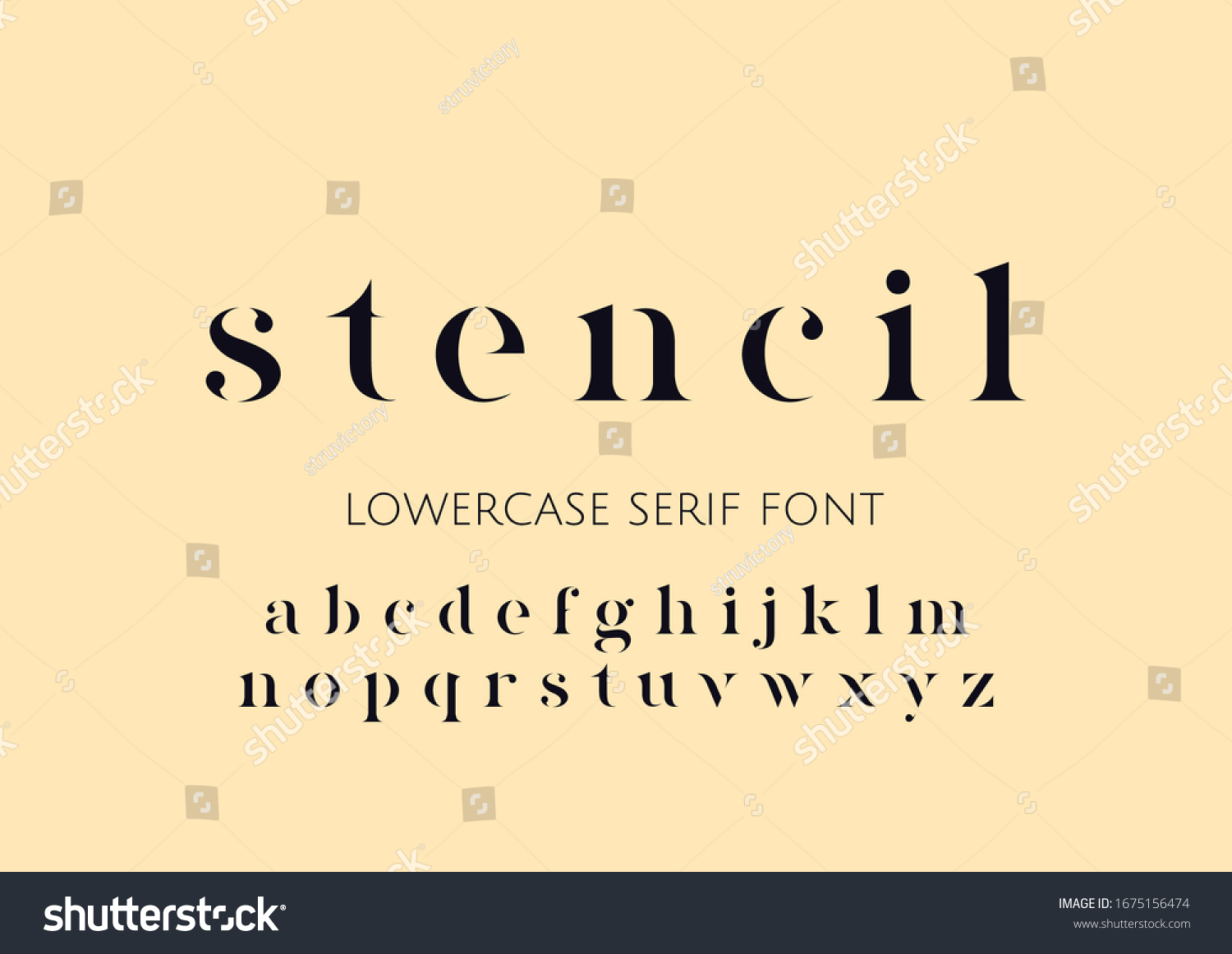 Vector Lowercase Stencil Serif Minimal Alphabet Stock Vector (Royalty ...