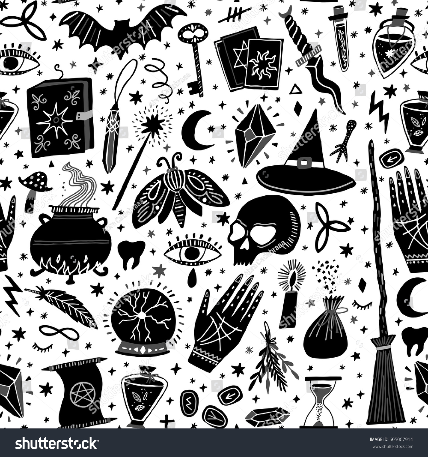 Vector Magic Witch Seamless Pattern Witchcraft Stock Vector (Royalty ...
