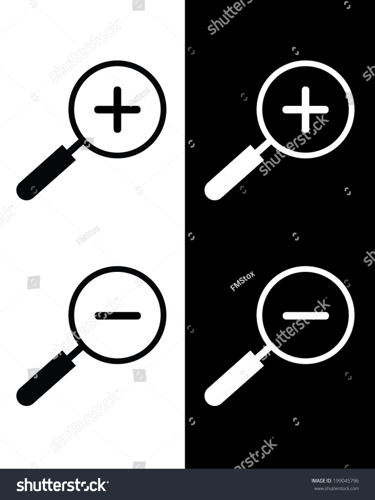 Vector Magnifying Glass Icon Set Stock Vector (Royalty Free) 199045796 ...