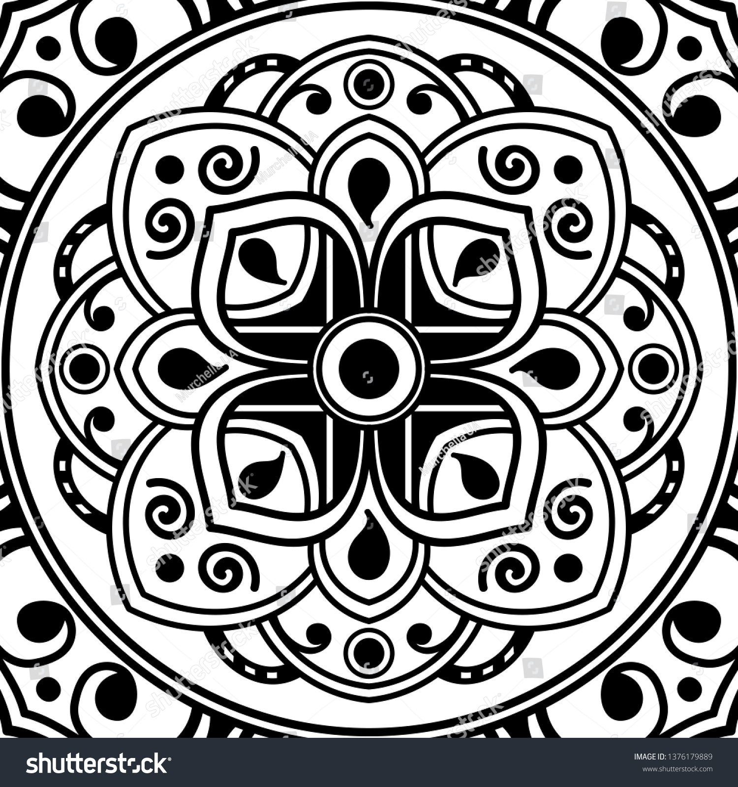 Vector Mandala Coloring Page Stock Vector (Royalty Free) 1376179889 ...