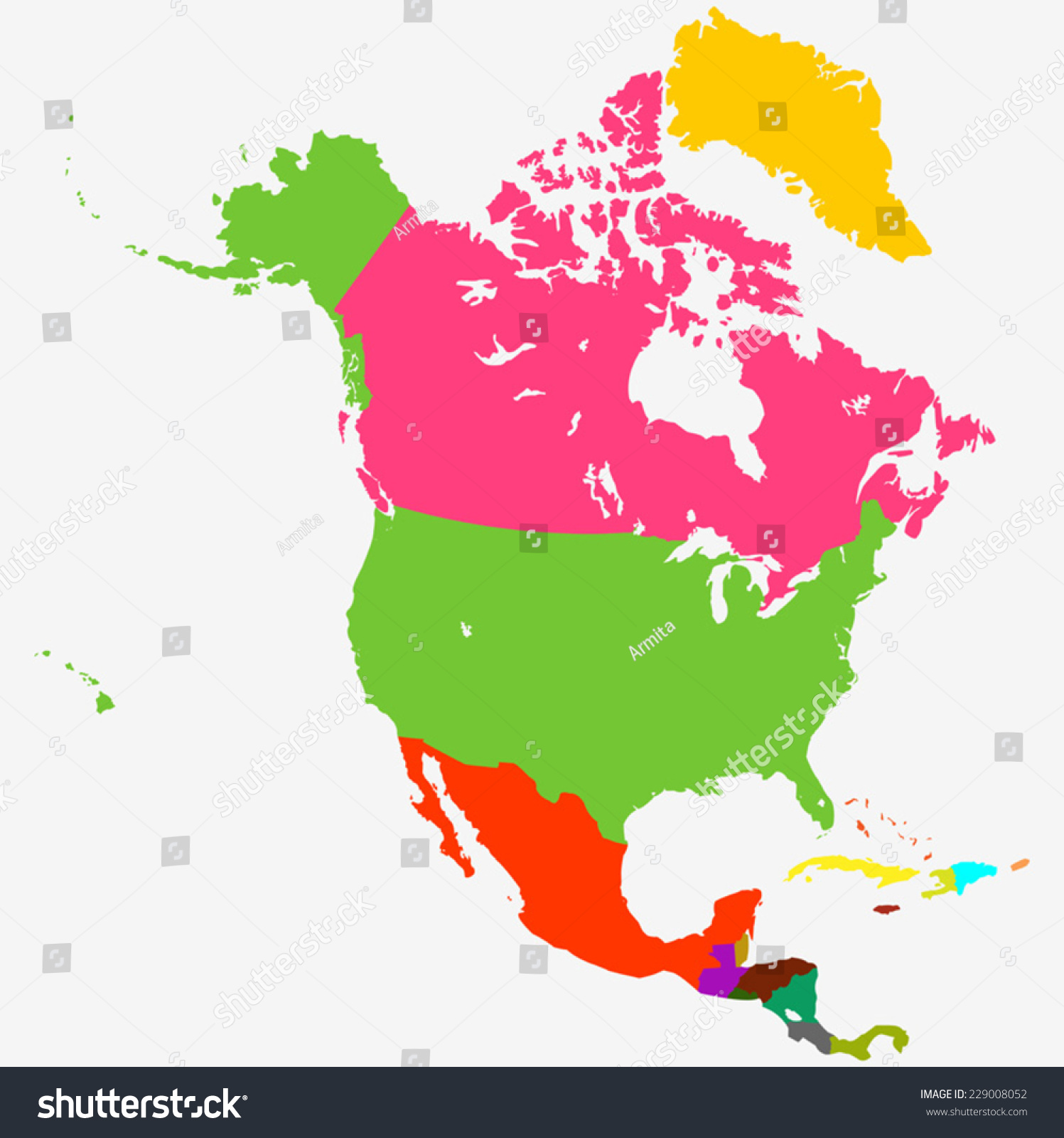 Vector Map North America Stock Vector (Royalty Free) 229008052