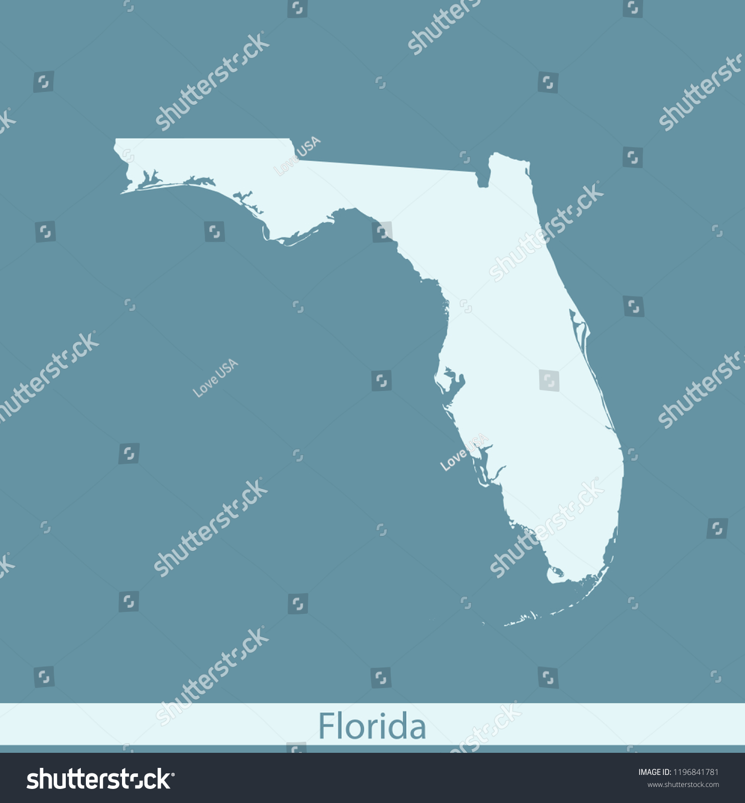 Vector Map Florida Stock Vector (Royalty Free) 1196841781 | Shutterstock