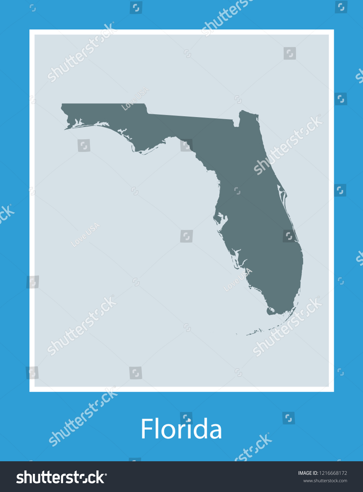 Vector Map Florida Stock Vector (Royalty Free) 1216668172