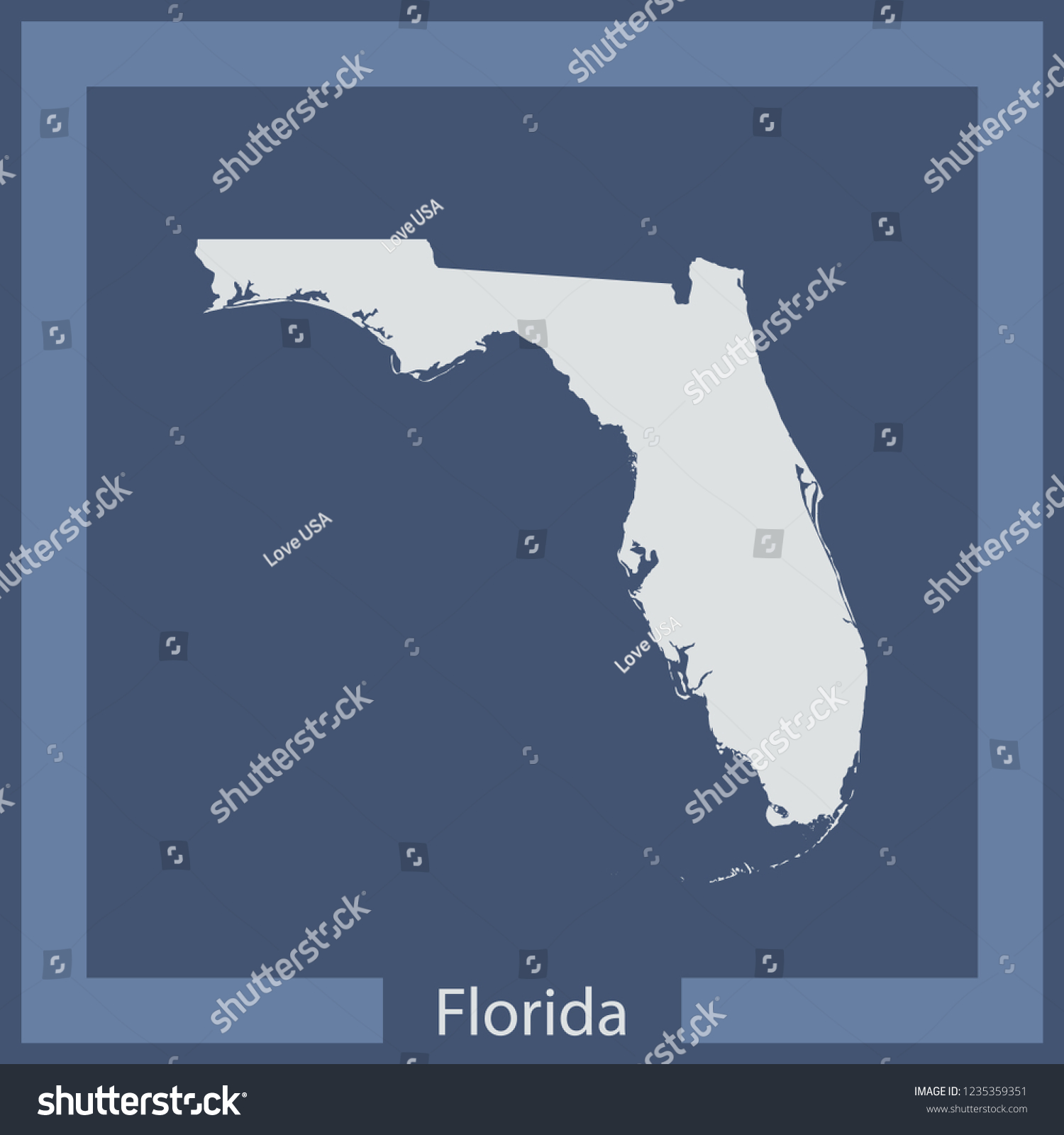 Vector Map Florida: เวกเตอร์สต็อก (ปลอดค่าลิขสิทธิ์) 1235359351 ...