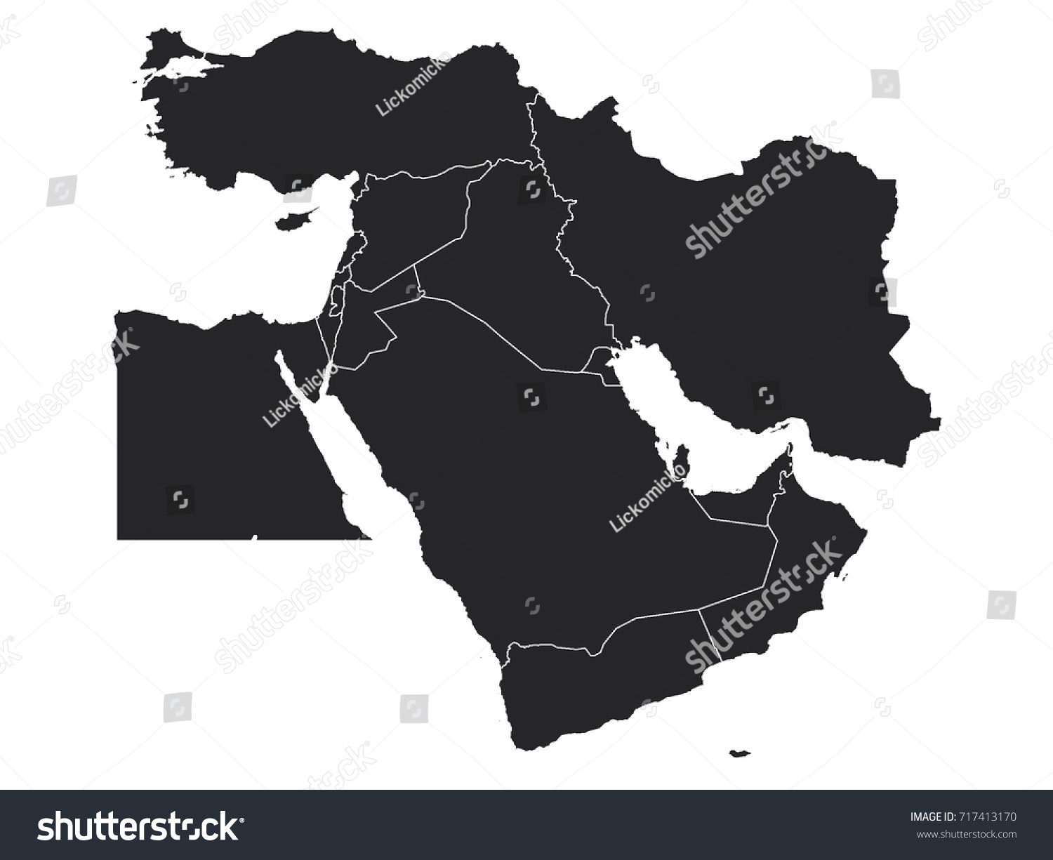 Vector Map Middle East Stock Vector (Royalty Free) 717413170