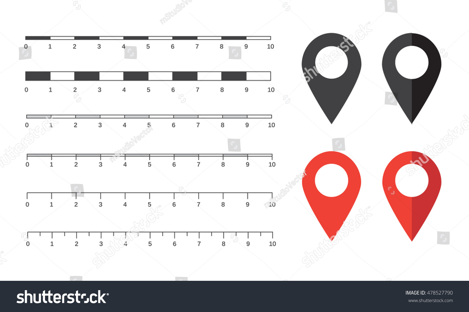 Vector Map Scales Graphics Measuring Distances: เวกเตอร์สต็อก (ปลอดค่า ...