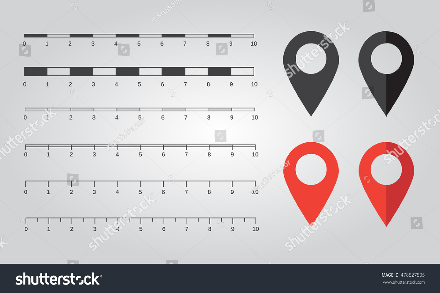 Vector Map Scales Graphics Measuring Distances Stock Vector (Royalty ...