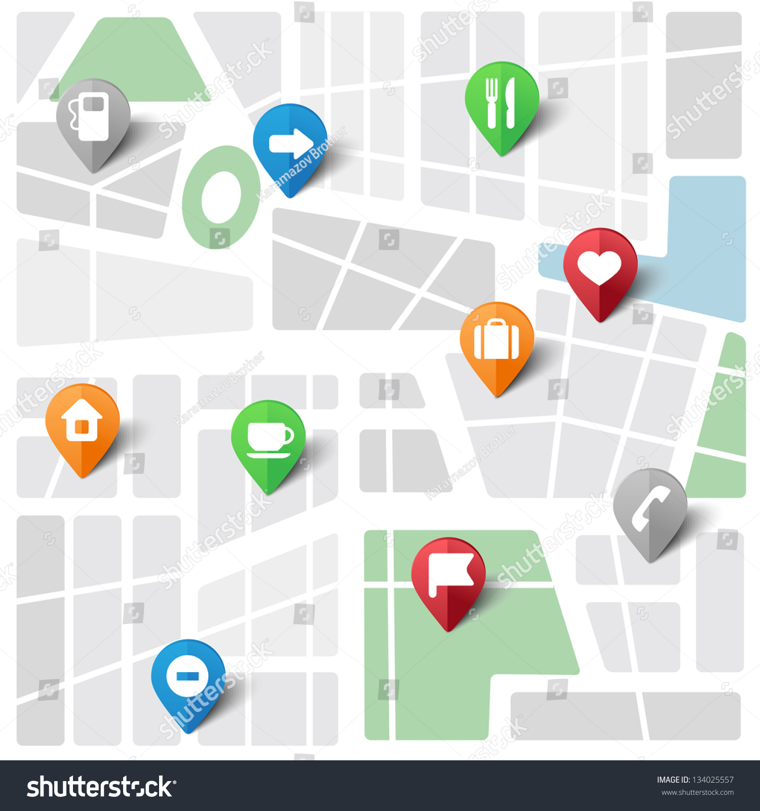 Vector Map Tourists Pins Stock Vector (Royalty Free) 134025557 ...
