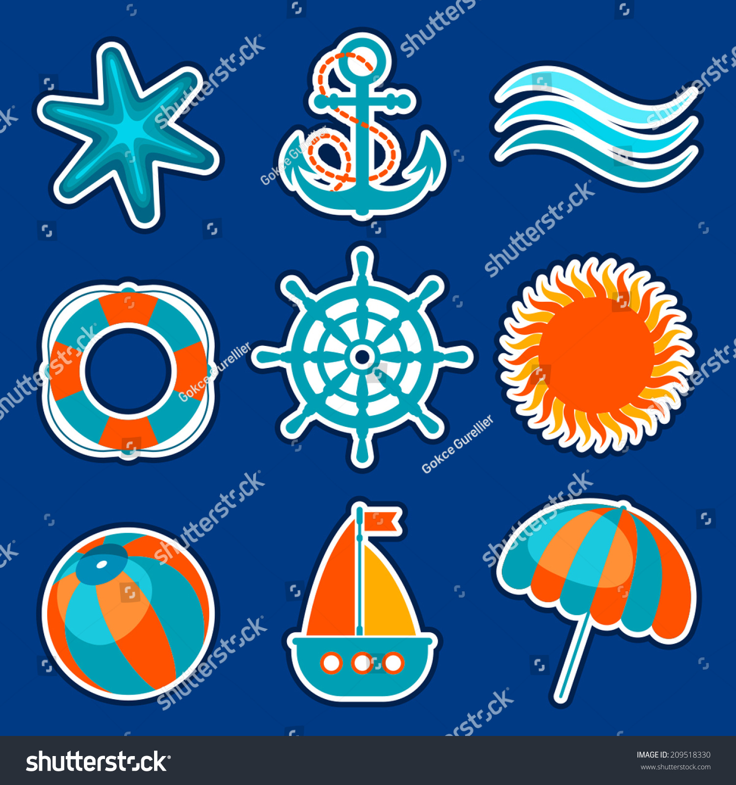 Vector Marine Icon Set Stock Vector (Royalty Free) 209518330 | Shutterstock