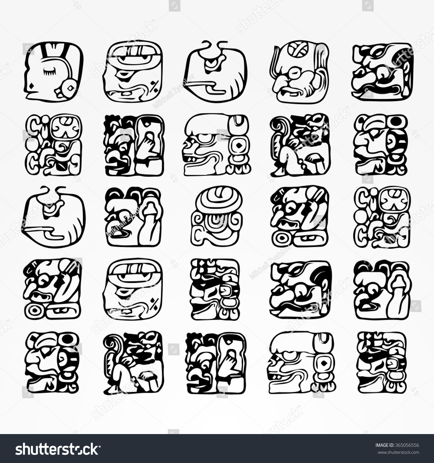 Vector Mayan Symbols Stock Vector (Royalty Free) 365056556 - Shutterstock