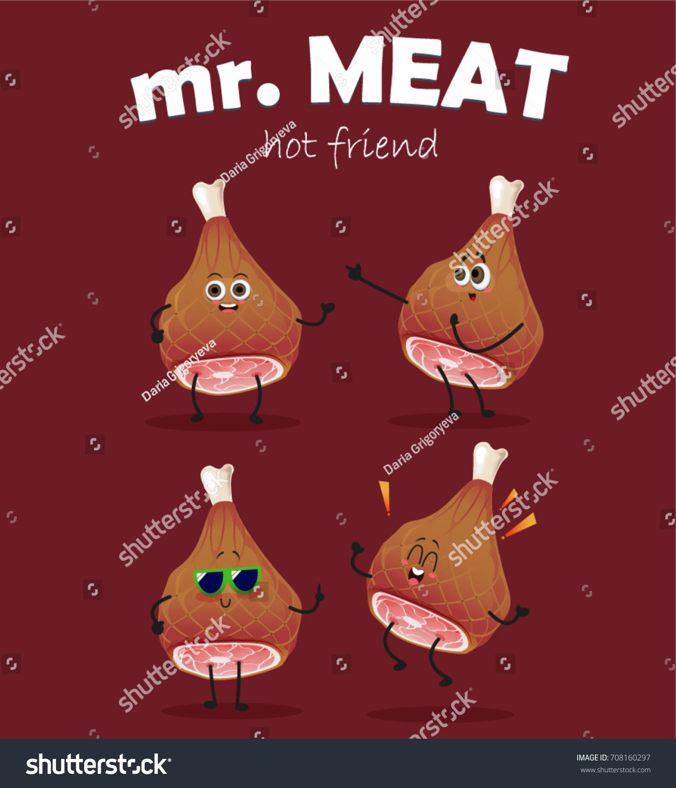 Vector Meat Character Collection Stock Vector (Royalty Free) 708160297 ...