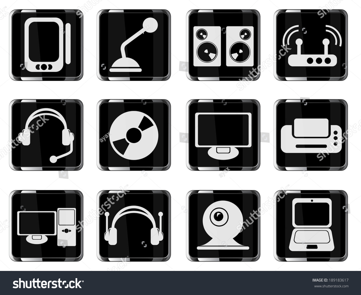 Vector Media Icon Set Stock Vector (Royalty Free) 189183617