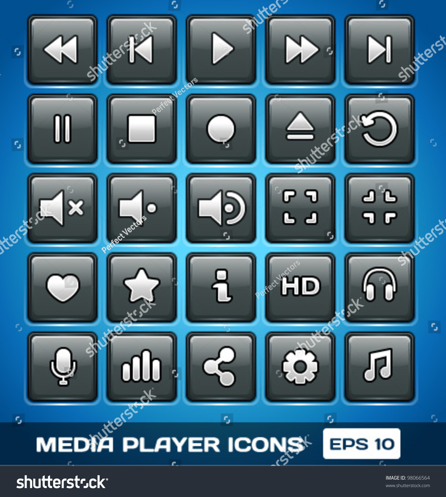 Vector Media Player Icons - 98066564 : Shutterstock