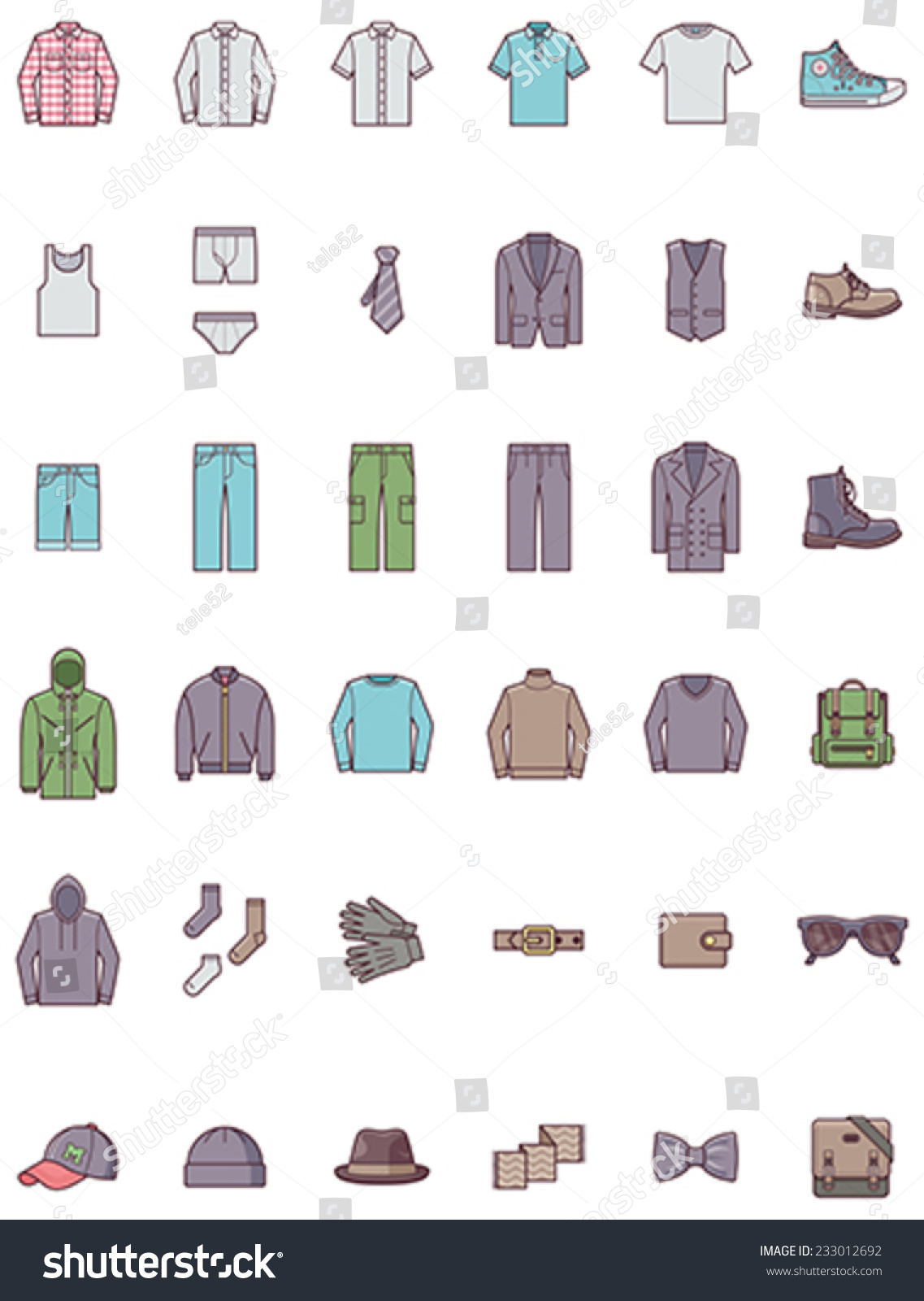 Vector Men Clothes Icon Set Stock Vector (Royalty Free) 233012692 ...
