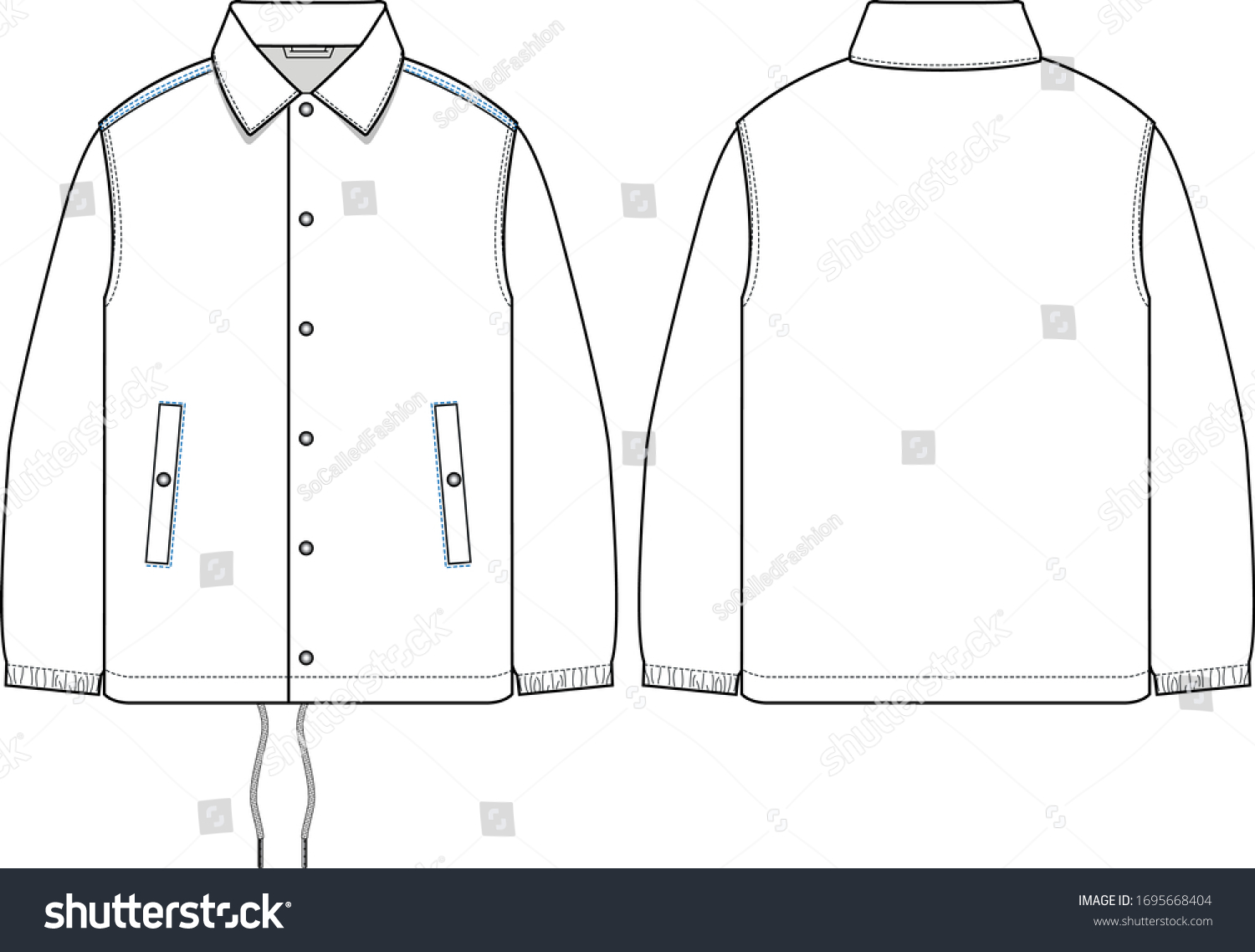 Vector Mens Coach Jacket Flat Sketch: เวกเตอร์สต็อก (ปลอดค่าลิขสิทธิ์ ...
