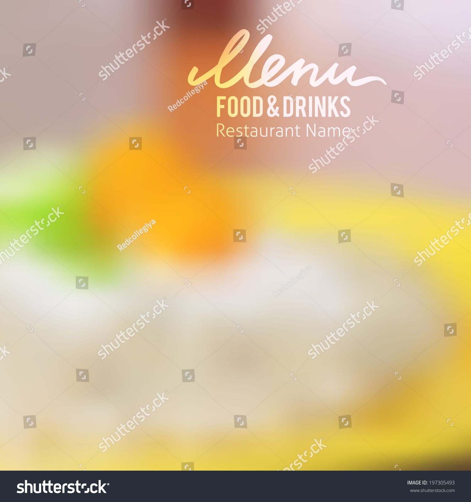Vector Menu Page Template Blurred Food Stock Vector (Royalty Free ...