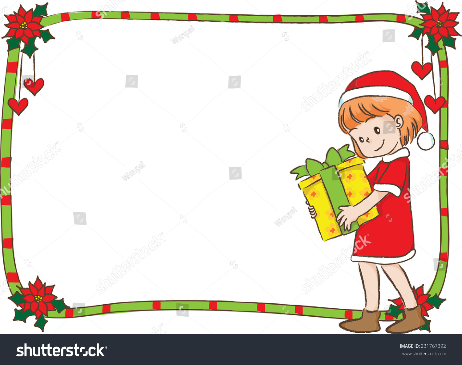 Vector Merry Christmas Card Border Frame Stock Vector (Royalty Free ...