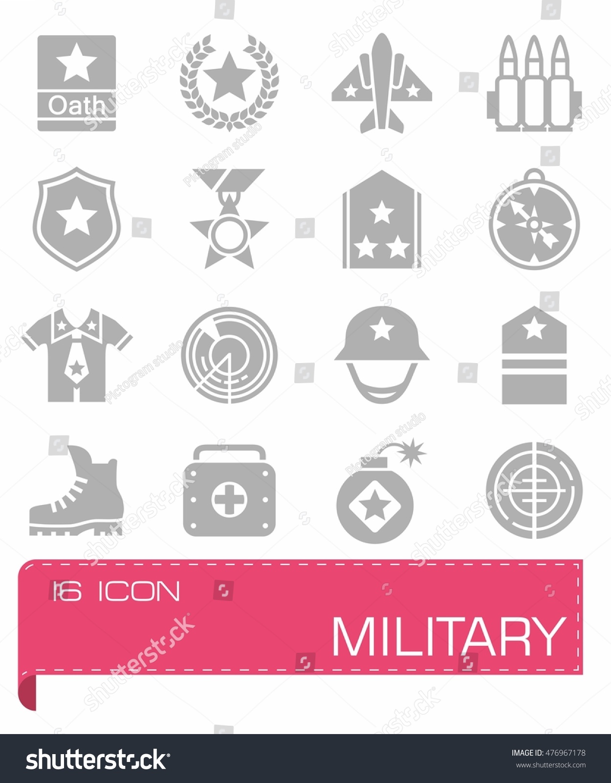 Vector Military Icon Set Stock Vector (Royalty Free) 476967178 ...