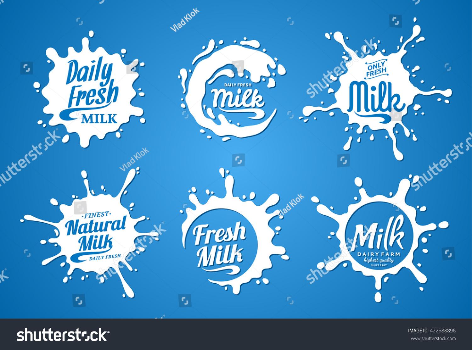 Vector Milk Logo Icons Splashes Stock Vector (Royalty Free) 422588896 ...